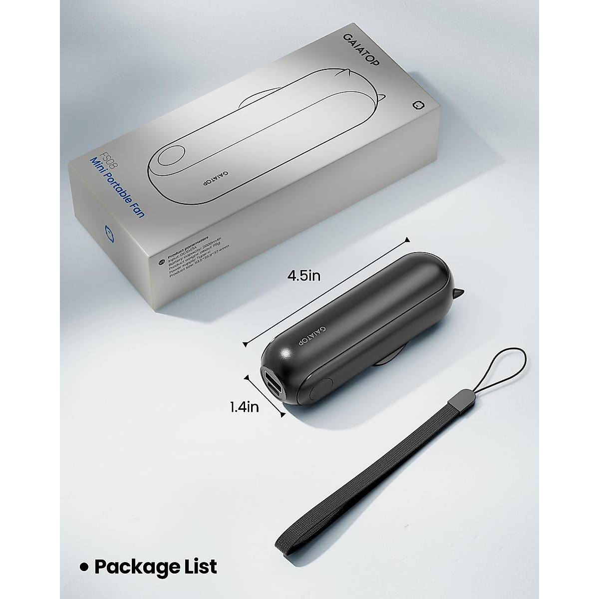 Gaiatop Portable Handheld Fan, Mini Rechargeable Folding Fans with Power Bank USB Battery Operated, Small Pocket Design for Eyelash Girls Women Travel Outdoor Black