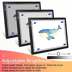 Magnetic Light Box for Tracing, A4 Light Pad for Drawing with 4 Magnets, 2 Scale (CM & INCH) Portable Ultra-Thin Sketch Pad, Dimmable Light Table for Diamond Painting, X-ray View (4 Magnets Included)