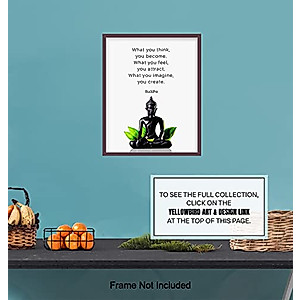 Buddha Quotes Wall Decor - Inspirational Quote Wall Art - Zen Meditation Decor - Buddha Statue Wall Art - Spiritual Gifts for Women, Men - New Age Spa Room Decor - Yoga Wall Art - Buddhism Buddhist