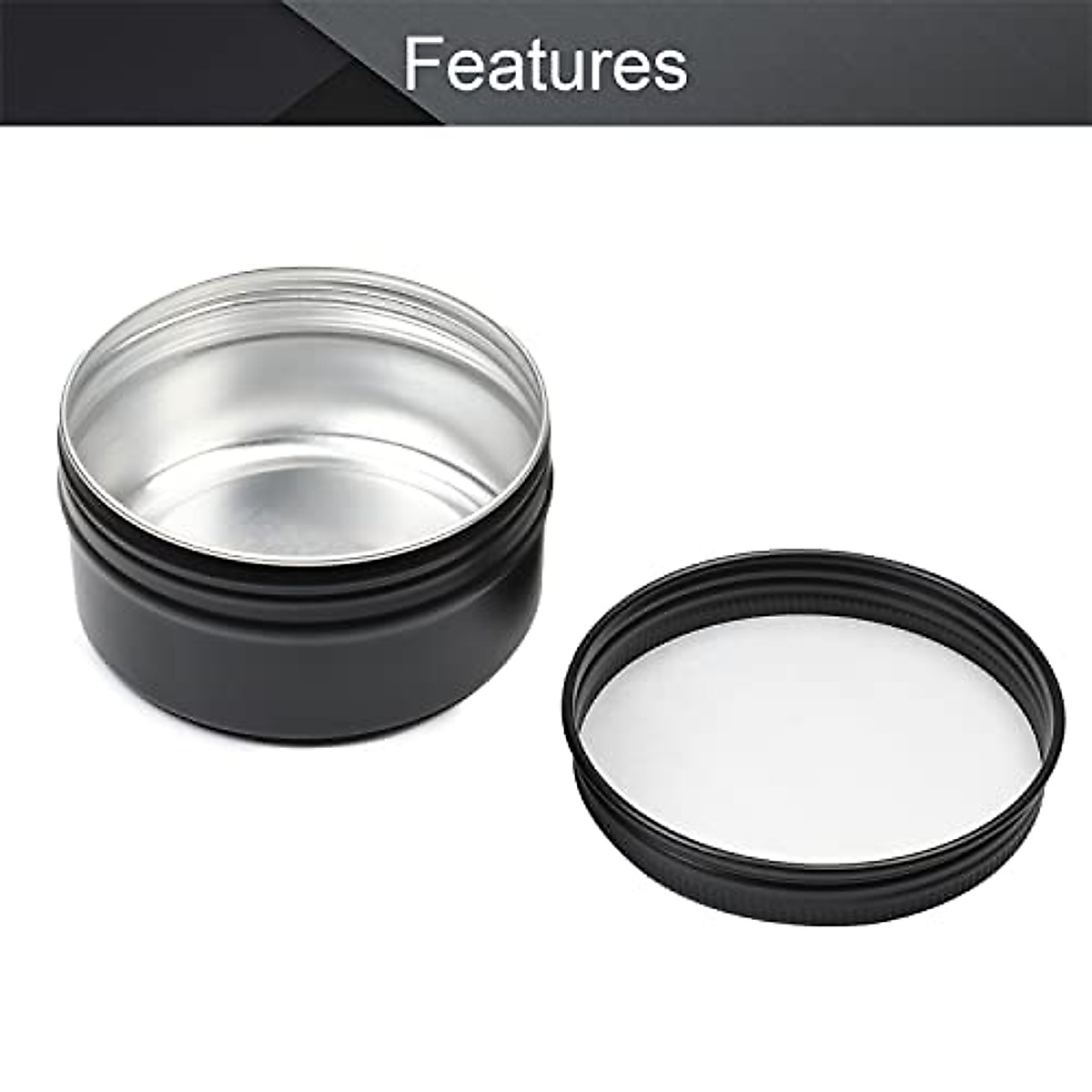 Othmro 3pcs 2.7oz Metal Round Tins Aluminum Tin Cans Containers with Screw Lid, 68 * 35mm(DxH) Black tin cans for Salve, Spices, Lip Balm, Tea or Candies 80ml