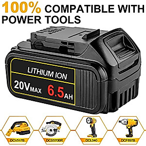 ANTRobut 2Pack 20V 6.5Ah Replacement for Dewalt 20V Battery Max XR DCB205 DCB206 Compatible with Dewalt DCD/DCF/DCG Series with DCB102 20V Dual Port Battery Charger