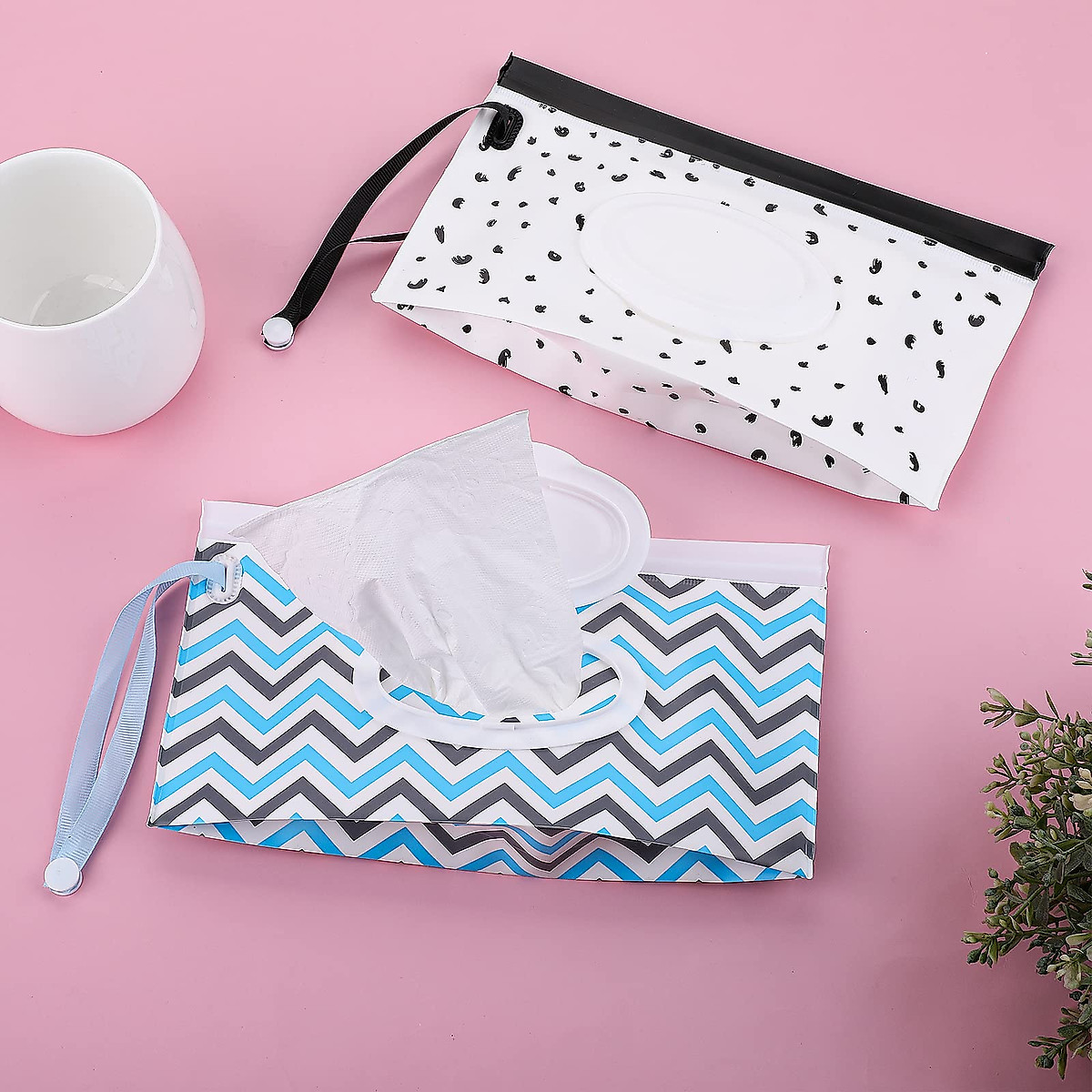 2 Pack Wet Wipe Pouch, Wet Wipes Pouches Dispensers Travel Wet Wipes Bags Cases Reusable Kids Wipe Case Extra Large 9.5" X 5.3" Portable Wipe Carrying Pouches Case for Kids and Adult