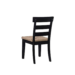 Linon Black Wood Woven Rush Seat, Minelli Dining Chair, Set of 2