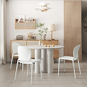 LESHI Dining Chair Modern Kitchen Dining Room Chairs Minimalist Style Creative Design- Set of 2, Premium Plastic, White