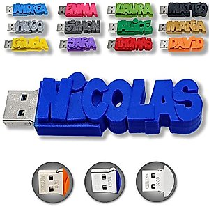 Customized USB Stick with Personalized Name, Date or Message in Your Choice of 15 Vibrant Colors. Choose 8, 16, 32GB Thumb Drive. Fun Gift for Birthday, Wedding, Business (32 GB USB 3.0, Dark Blue)