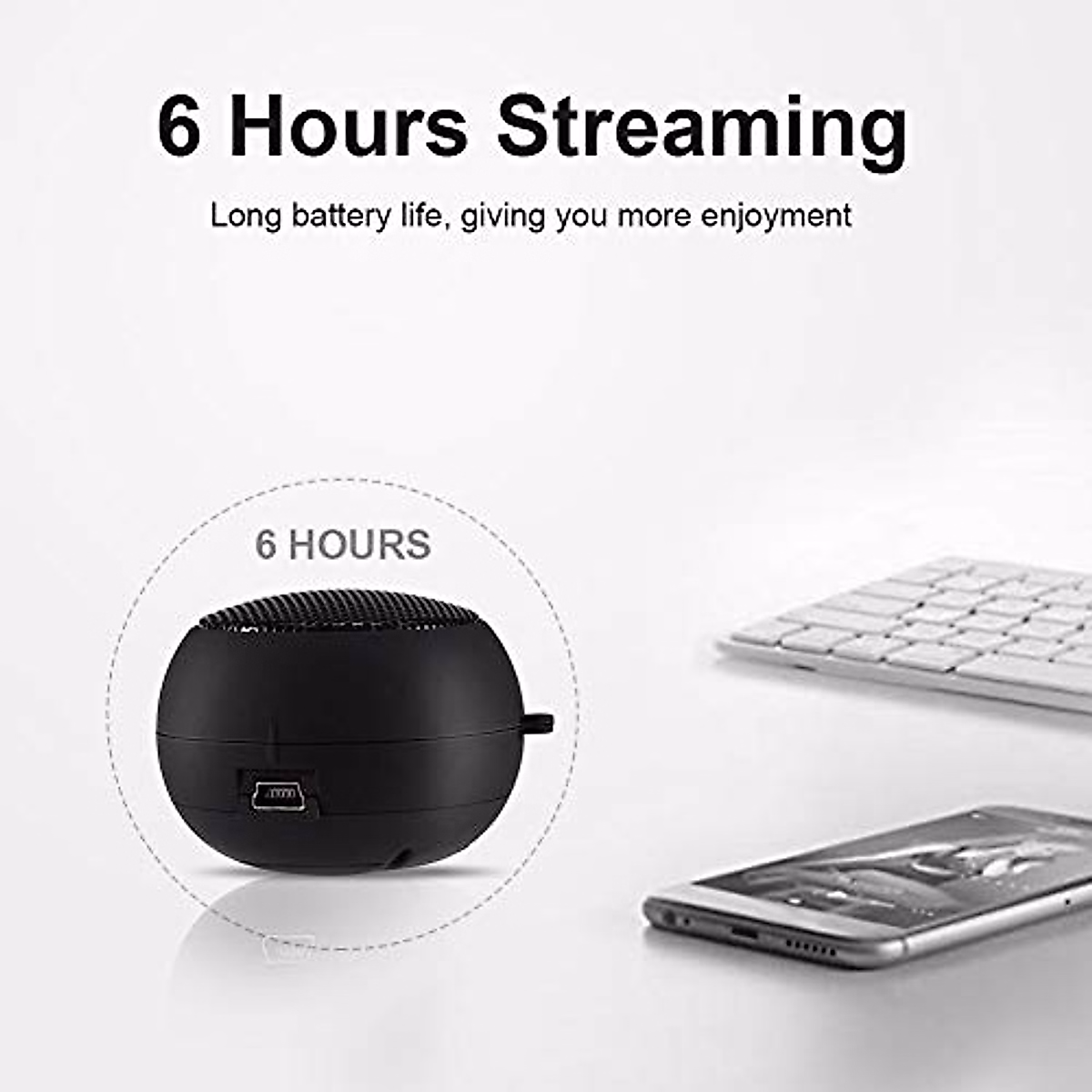 Portable Speaker, Mini USB Speaker with 3.5mm Jack on Bottom for Mobilephone PC Laptop MP3(Black)