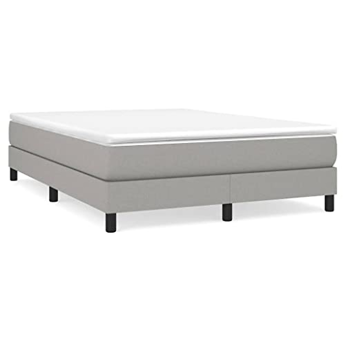 vidaXL Box Spring Bed Frame Home Indoor Bedroom Bed Accessory Wooden Upholstered Double Bed Base Furniture Light Gray 59.8"x79.9" Queen Fabric