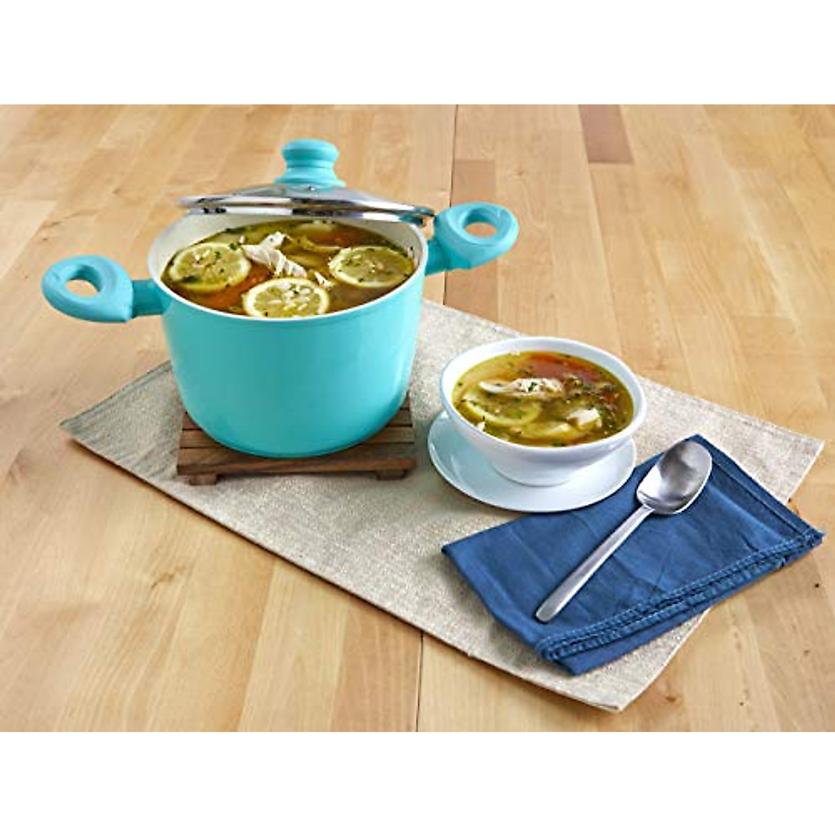 IMUSA USA IMU-30055 Stock Pot, 6.5Qt, Teal