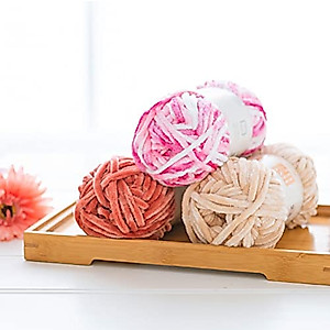 4 Skeins Soft Chenille Yarn Blanket Yarn Velvet Yarn for Knitting Fancy Yarn for Crochet Weaving DIY Craft Total Length 720m/400g (Sunset Gold)