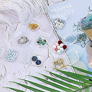 AUEAR, 40 Pack Mini Square Storage Containers Box with Hinged Lid Clear Earplugs Storage Box Plastic Transparent Storage Box for Tiny Bead Jewelry