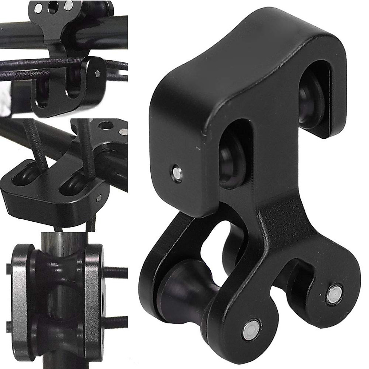 Tihebeyan Archery Cable Slide,Compound Bow String Splitter Roller, Outdoor Hunting Shooting Archery Glide Replacement Separator(black)