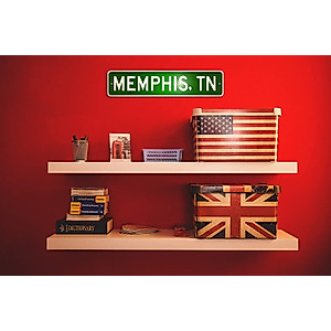 Memphis, Tennessee - USA City and State Street Sign - Personalized Metal Street Sign, Man Cave Destination Sign, Perfect Idea, Pub Bar Wall Decor - 6 x 24