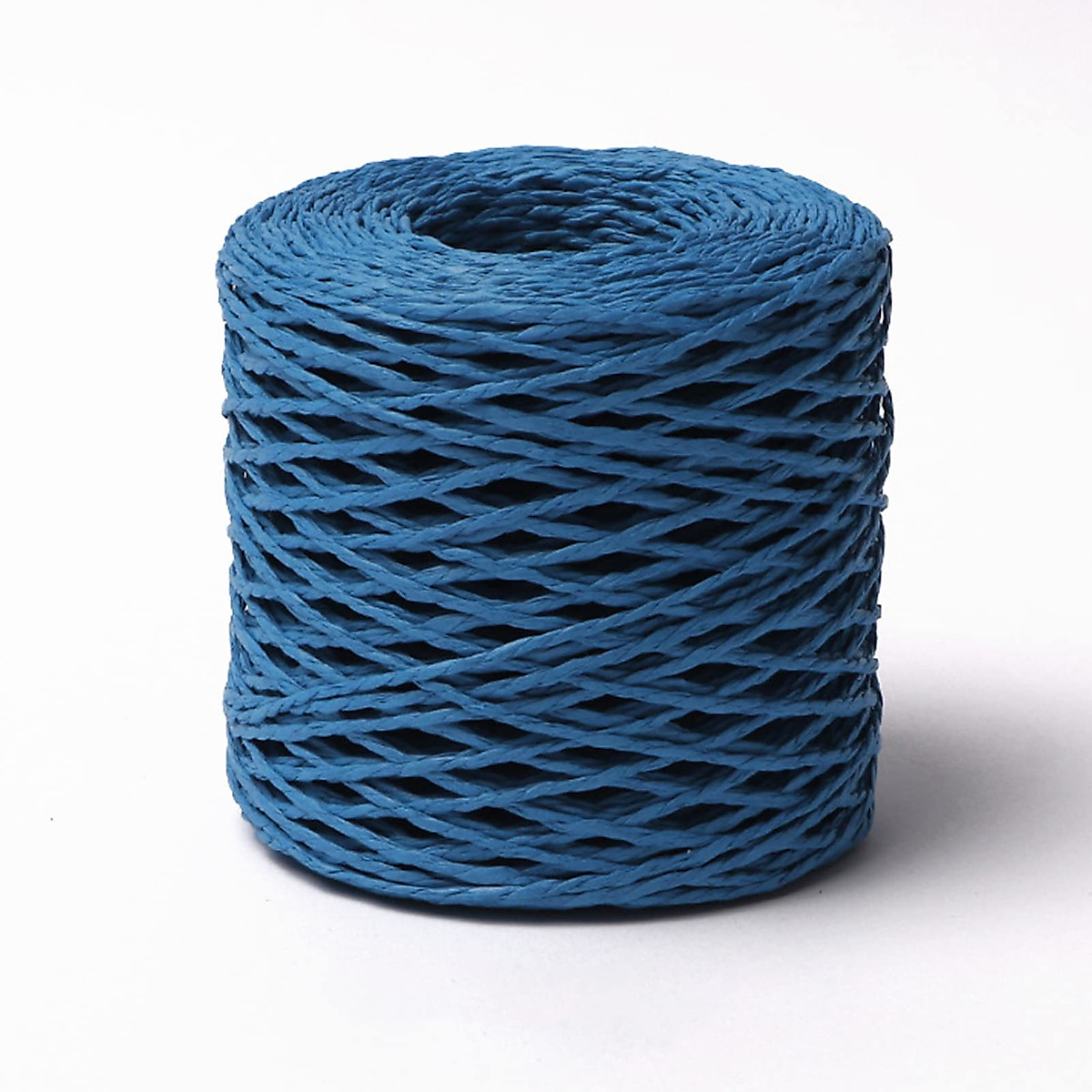 Altsuceser Hand Crocheting Straw Braided Yarn, DIY Knit Yarn Straw Raffia Yarn Crochet Cotton Straw Braided Thread for Summer Sun Hat, Beach Bag Navy Blue