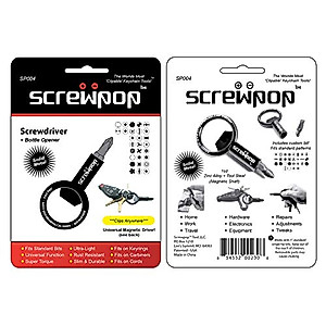 Screwpop Screwdriver Compact Bit Holder Keychain | Carabiner Multi-Tool Bottle Opener with New Secure and Stronger Magnet (Includes Removable Double-Sided Bit)
