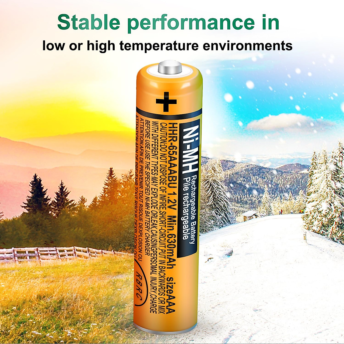 6 Pack HHR-65AAABU NI-MH Rechargeable Batteries 1.2V 630mAh AAA Battery for Panasonic Cordless Telephone Batteries