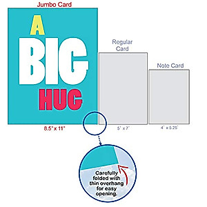NobleWorks - 1 Large Blank Greeting Card (8.5 x 11 Inch) - All Occasion Notecard with Envelope, Big Bold Letters - Big Hug J9652