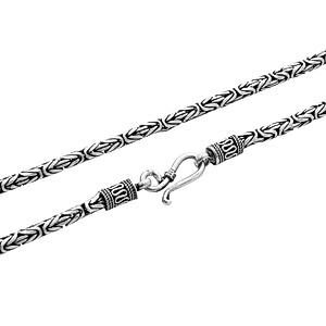 Silverly Men's Women's 925 Sterling Silver Oxidised 3.6 mm Balinese Byzantine Chain Necklace