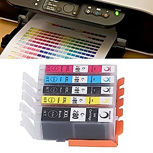280-281 Ink Cartridge, Output Colorfast Printing Large Capacity Cartridge Combo Pack, Replacement for PIXMA TS702 TR7520 (BK BK C M Y 5 Colors)