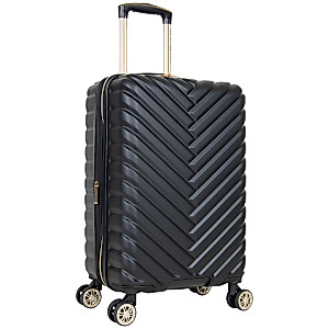 Kenneth Cole REACTION Women's Sophie Backpack Silky Nylon 15" Laptop & Tablet RFID Bookbag for School, Work, & Travel, Black with 20" Carry-On, One Size