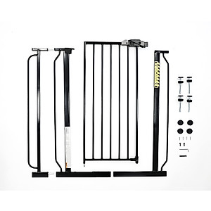 Regalo Easy Step Extra Tall Walk Thru Baby Gate, Bonus Kit, Includes 4-Inch Extension Kit, Pressure Mount Kit and Wall Cups and Mounting Kit, Black, 4 Count (Pack of 1)