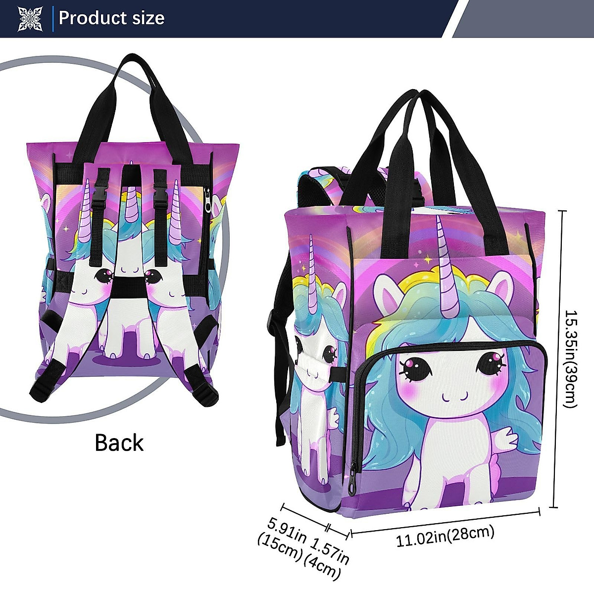 xigua Cute Unicorn Diaper Bag Backpack Multi Function Baby Changing Bags Waterproof Large Capacity Travel Back Pack for Mom Dad