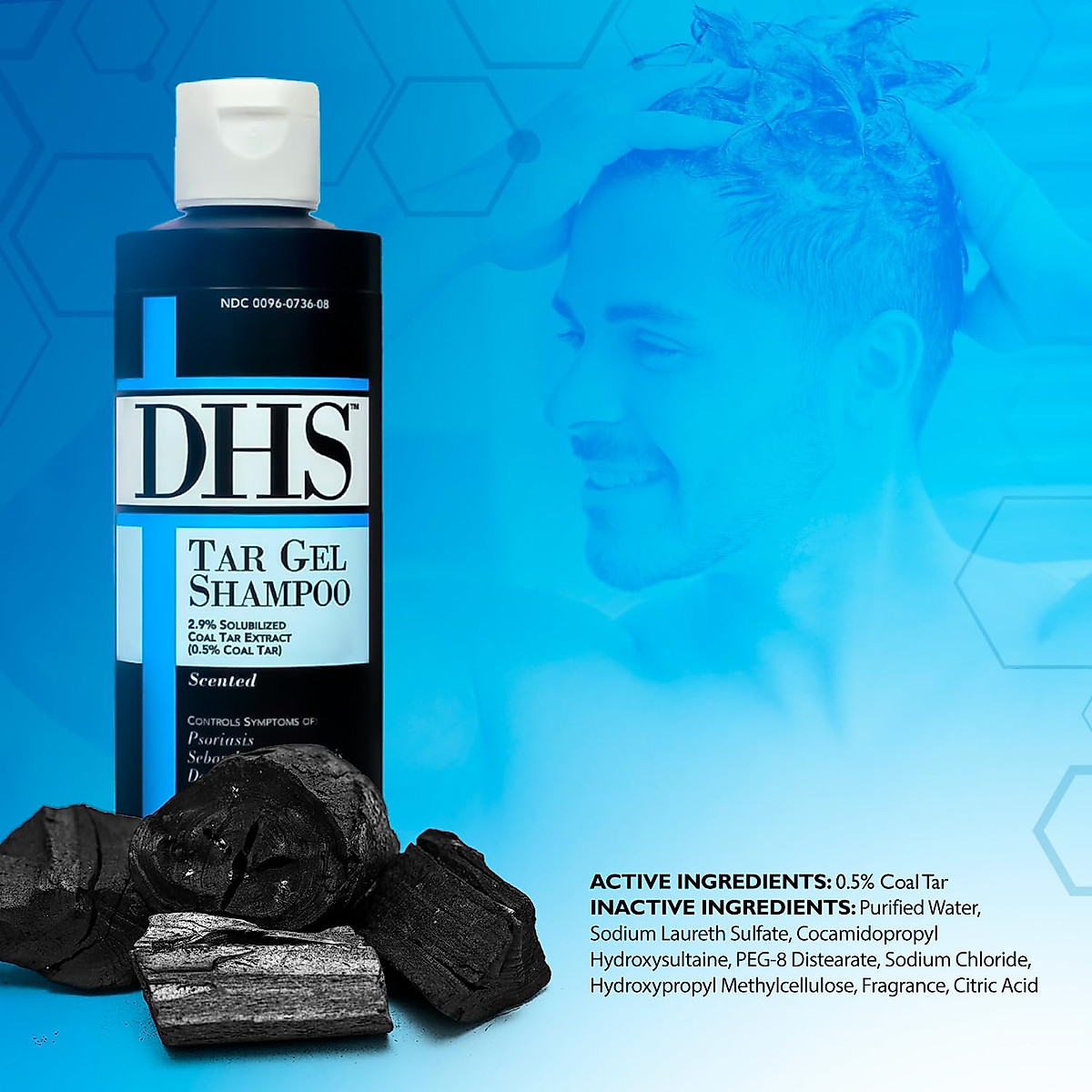 DHS Person & Covey T Gel Shampoo - Anti Dandruff Shampoo, Mildly Scented Psoriasis Shampoo - 8 Fl. Oz. - Refined Coal Tar Gel Formula, Scalp Psoriasis Shampoo, Deep Cleansing Rich Lather