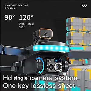 P14 Foldable Mini Wireless Drone with Dual 4K HD FPV Camera - Intelligent 360° Obstacle Avoidance 4 Channel RC Quadcopter Multifunctional HD Aerial Photography Remote Control Toys