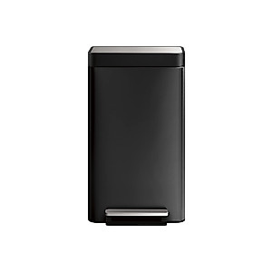 KOHLER K-20941-BST Kitchen Trash Can, 8 Gallon Trash Can Trash with Quiet-Close Lid and Hands Free Foot Pedal in Black Stainless Steel