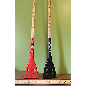 ACACIA Elite Pro Broomball Sticks, Natural Wood/Red