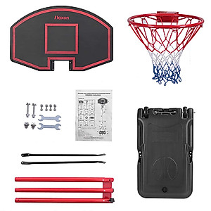 FCH Portable Basketball Hoop Height Adjustable Basketball Stand Backboard System for Kids Teenagers Youth w/Wheels Indoor & Outdoo (Red, Black)