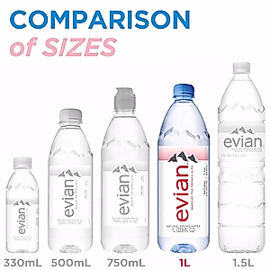 evian Natural Spring Water, PH Balanced with Natural Electrolytes, 33.8fl oz./1L Bottles (pack of 12)