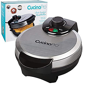 Heart Waffle Maker - Makes 5 Heart-Shaped Waffles - Non-Stick Baker for Easy Cleanup, Electric Waffler Griddle Iron w Adjustable Browning Control- Special Breakfast for Loved Ones or Mothers Day Gift