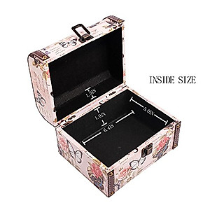WaaHome Butterfly Wooden Treasure Boxes Decorative Jewelry Keepsakes Box for Kids Girls Women Gifts,Pink (7.1''X5.6''X4.7'')
