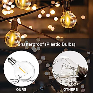 GPATIO Outdoor String Lights, 60FT(50+10) Waterproof Patio Lights with 32 Dimmable Hanging Lights Globe G40 Bulbs, 2700k Shatterproof for Backyard Gazebo Porch Garden Commerical Outside Decor