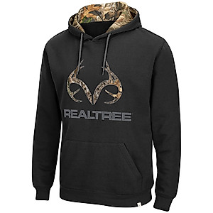 Colosseum Realtree Men's Edge Grizzly Fleece Pullover Hoodie (Black, Medium)