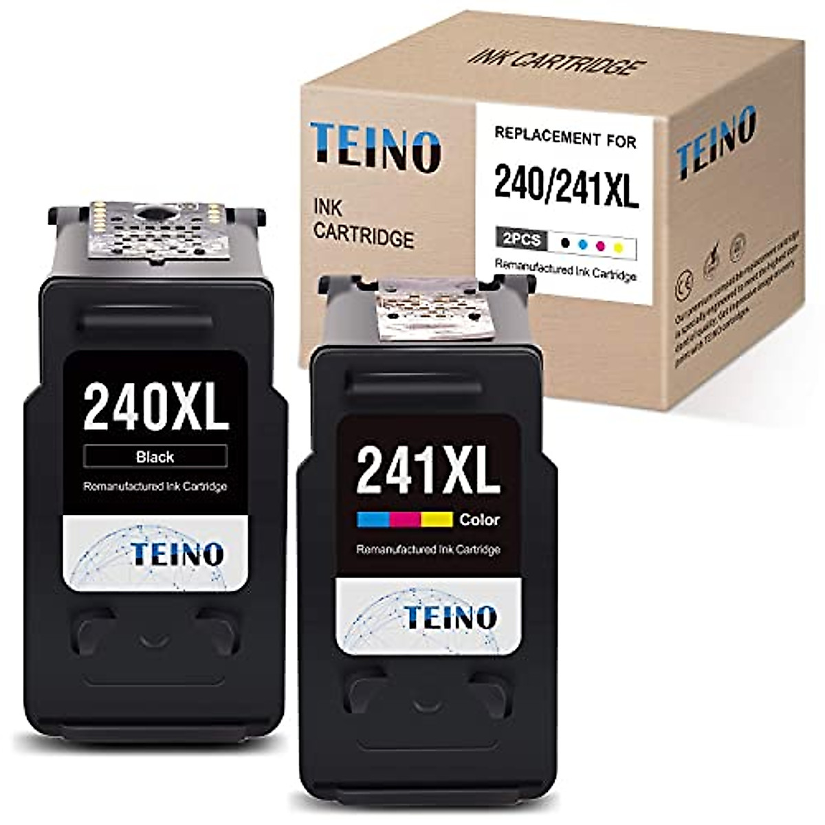 TEINO Remanufactured Ink Cartridge Replacement for Canon PG-240XL 240 XL CL-241XL 241 XL for Canon PIXMA MG3620 TS5120 MX532 MG3520 MX452 MX472 MX432 MG2120 MG3222 Printer (Black, Tri-Color, 2 Pack)