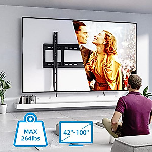 HOME VISION Heavy Duty Fixed TV Wall Mount Holds up to 264LBS, for Most 42-100 inch Large TVs Wall Mount Bracket Fits 16"/18"/24" Studs, VESA 800x600mm, Low Profile Space Saving for LED OLED LCD