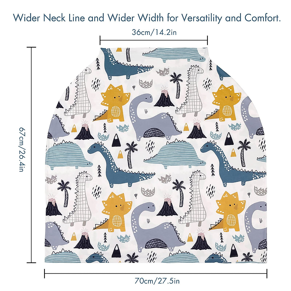 YIVEKO Stretchy Baby Car Seat Cover for Boys Girls, Nursing Covers for Breastfeeding, Shopping Cart/High Chair/Stroller Covers, Baby Car Seat Canopy, Breastfeeding Cover-Dinosaur