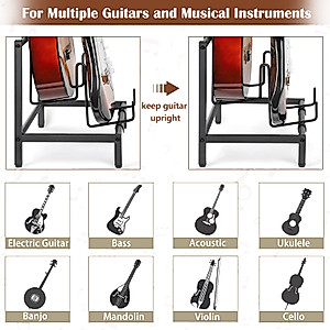 Bikoney Guitar Stand 4-Tier for Acoustic, Electric Guitar, Bass, Guitar Rack Holder Floor Adjustable for Multiple Guitars, Guitar Amp Accessories, Guitar Holder Display for Room Home Studio (Patent)