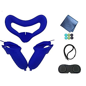 for Oculus Quest 2 Accessories, Quest 2 VR Silicone face Cover, VR Shell Cover,Quest 2 Touch Controller Grip Cover,Protective Lens Cover,Disposable Eye Cover (4)