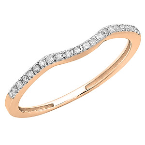 Dazzlingrock Collection 0.15 Carat (Cttw) Round White Diamond Contour Wedding Ring Enhancer Guard for Women in 10K Rose Gold Size 8