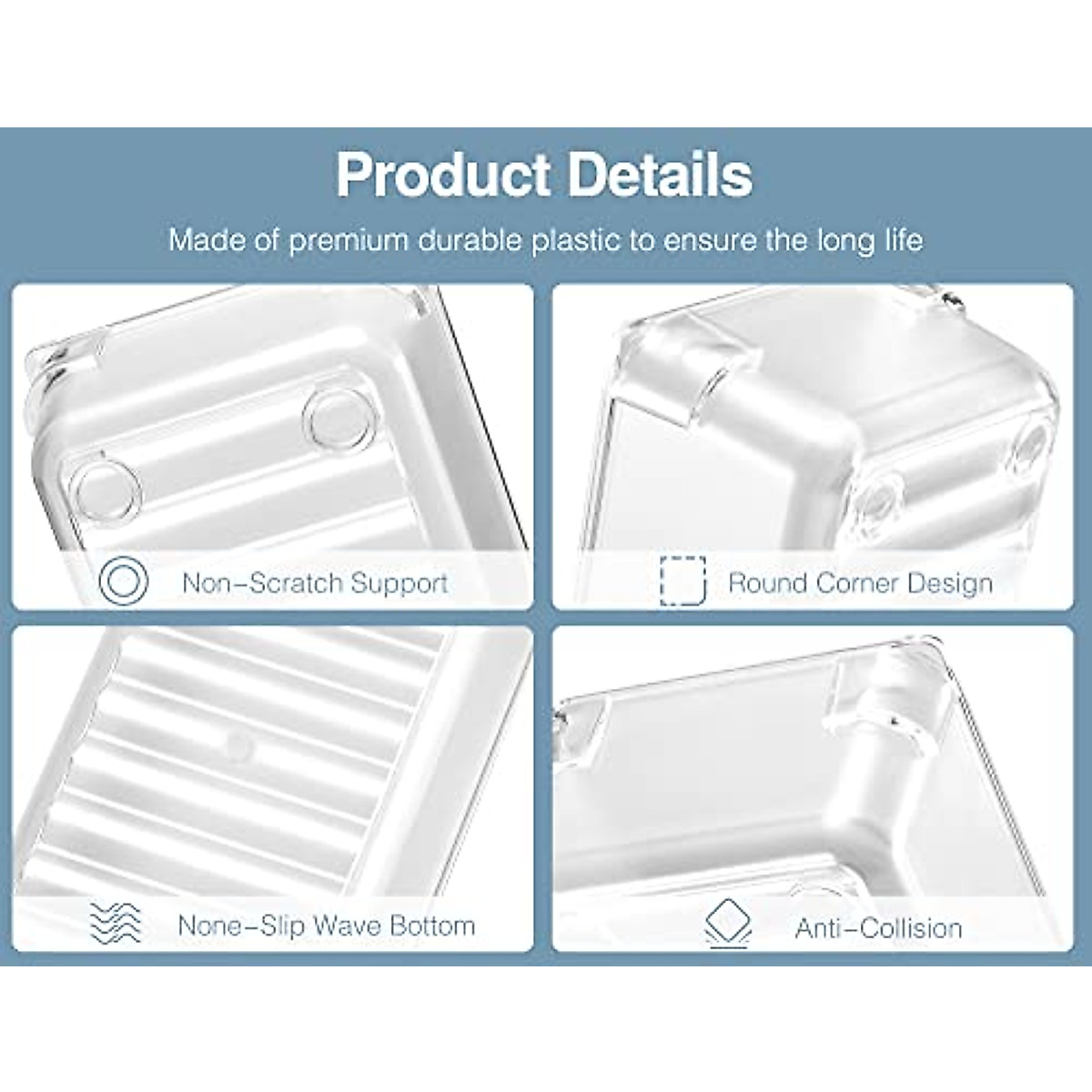 Puroma 24Pcs Drawer Organizer Set 5-size Versatile Vanity and Bathroom Drawer Organizers, Clear Plastic Desk Drawer Organizer Trays and Customize Layout Storage Bins for Makeup Kitchen Office (Clear)