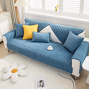 MIFXIN Sofa Cover 1 2 3 Cushion Couch Sectional Sofa Slipcover Universal Anti-Slip Furniture Protector for Living Room Loveseat Recliner L Shaped Armrest Backrest (Only 1 Piece) Blue 36''x63''