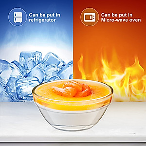 Tofficu 6pcs 2.4×1.2IN Mini Prep Bowls Glass Pudding Bowls Jelly Cups Small Clear Glass Bowls Dessert Containers Kitchen