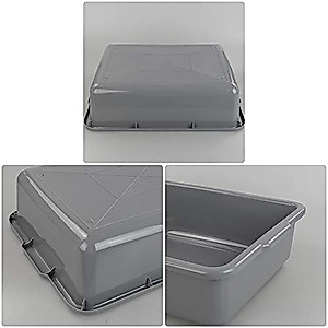 CadineUS 24 Quart Gray Commercial Bus Tub Box, Plastic Utility Bus Box, Set of 4, 21.06" x 15.35" x 5.9"