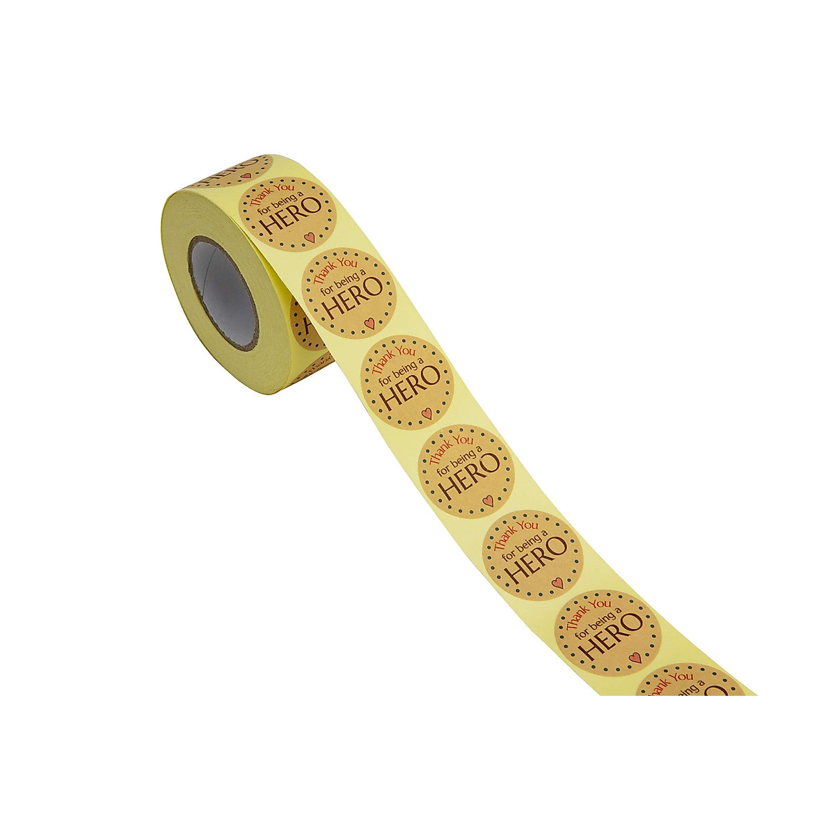 Gazelle Thank You Stickers, Roll, 500 Kraft Stickers. Say Thank You to Our Heroes 1.5 Inch Gratitude Stickers Fit On Envelopes, Greeting Cards, Gift Bags. Eco-Friendly Soy-Based Ink (Kraft)