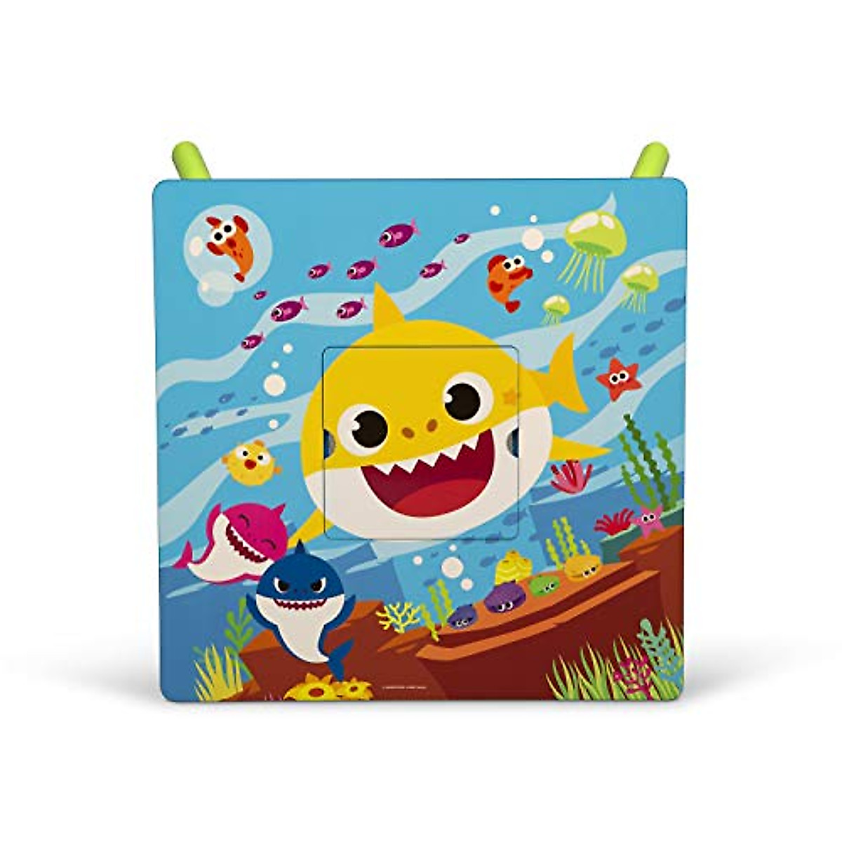 Baby Shark Kids Table and Chair Set with Storage (2 Chairs Included) Plus Design & Store 6 Bin Toy Storage Organizer - Ideal for Arts & Crafts, Homeschooling, Homework & More by Delta Children