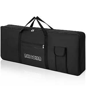AKOZLIN 61 Keys Portable Padded Keyboard Case,Dimension 40"x6"x16", Electric Piano Keyboard Gig Bag (Black)