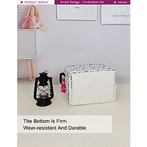 INGHUA 2 Packs Rectangular Storage Basket Fabric Organizer Bin for Toys,Books,Clothes,Gifts,Pets-Perfect for Home,Office,Nursery,Dorm,Shelf(Rec-2-Grey Arrow)