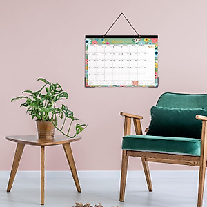 2024-2025 Desk Calendar - Desk Calendar 2024-2025, 18-Month Desk/Wall Calendar, Jul. 2024 - Dec. 2025, 16.8" x 12", Desk Calendar with Corner Protectors, Ruled Blocks - Black Floral